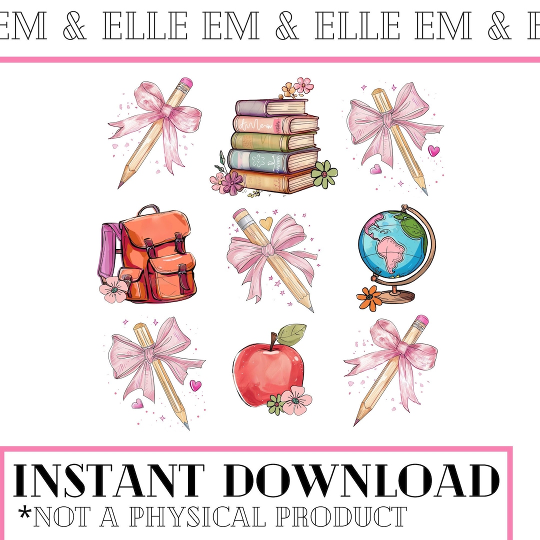 Back to School PNG, Coquette Teacher Png, Retro Teacher Design, Girly ...