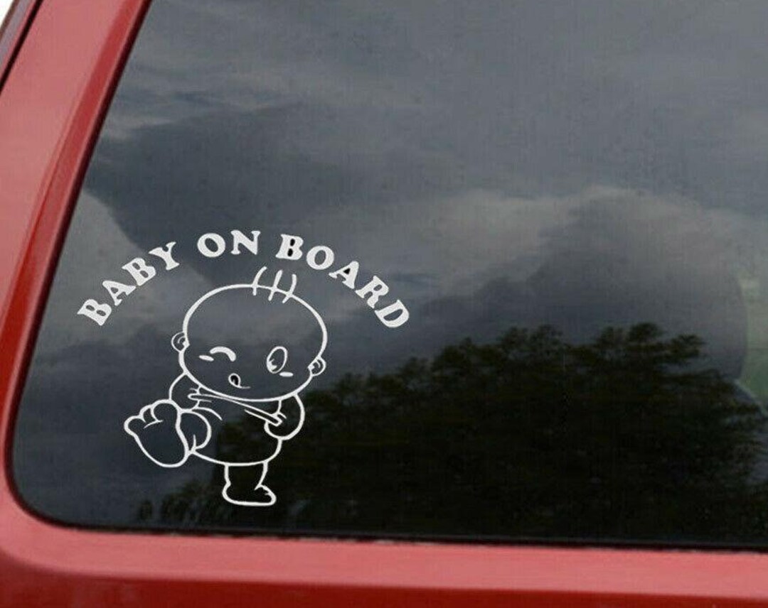 Cartoon Car Stickers, Vinyl Styling Baby in Car Warming Car Sticker ...