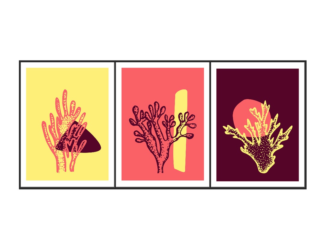 Coral Illustration Tiptych Posters - Etsy