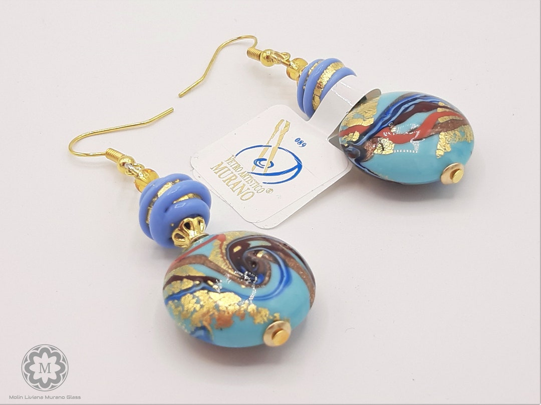 Murano Glass Earrings in Light Blue VETRO ARTISTICO® MURANO N. 89 Gift ...