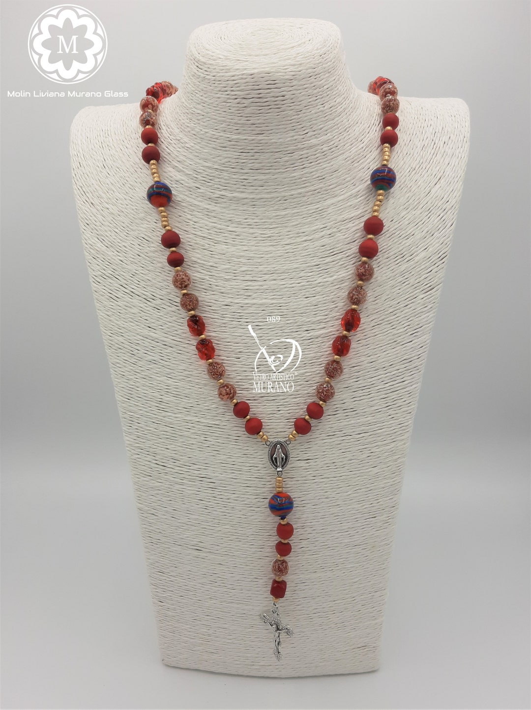 Murano Glass Rosary - Lampwork - Religious - Rosary Necklace - Catholic ...