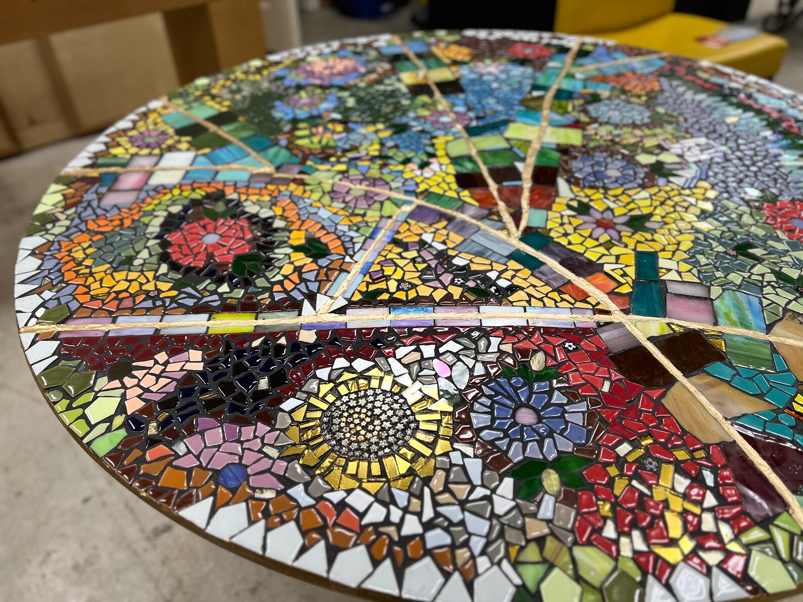 Mosaic Kintsugi Tempered Glass Table (45" Diameter) - Etsy