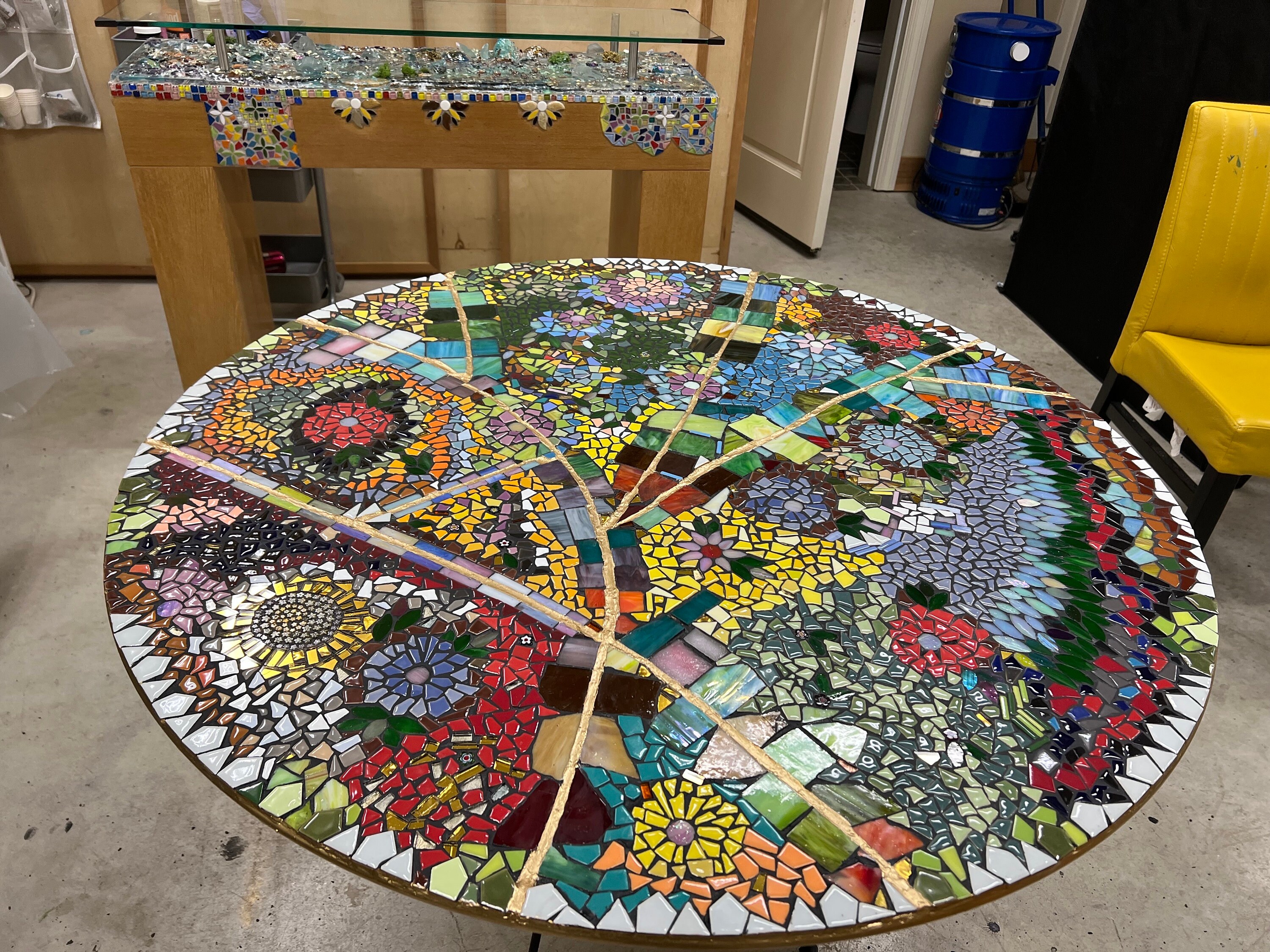 Mosaic Kintsugi Tempered Glass Table 45 Diameter - Etsy UK