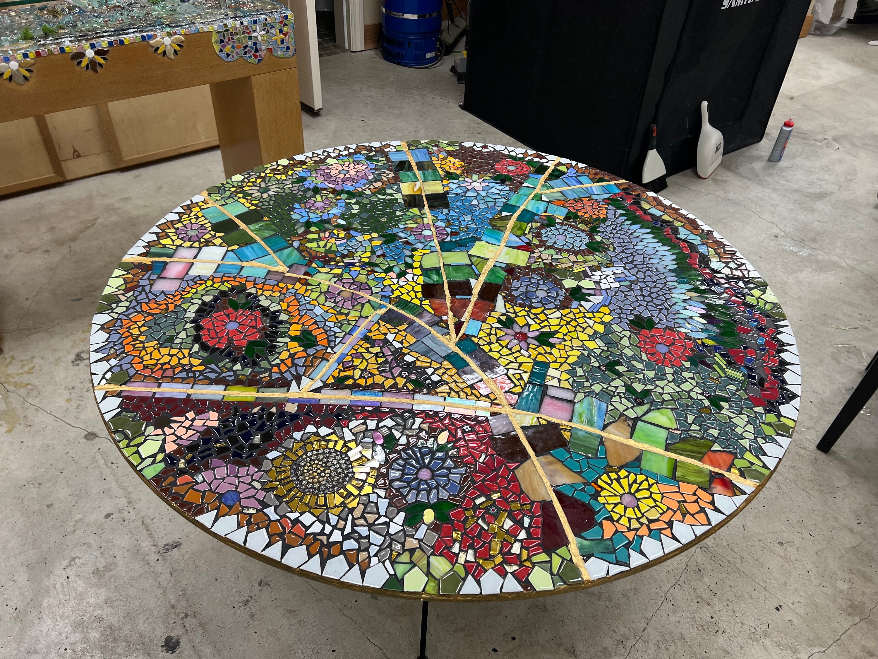 Mosaic Kintsugi Tempered Glass Table 45 Diameter - Etsy UK
