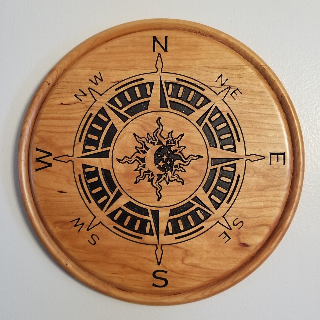 Compass Wood Carved, Decor, Art, Compass - Etsy