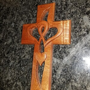 Wood Carved Intertwined Heart Cross - Etsy
