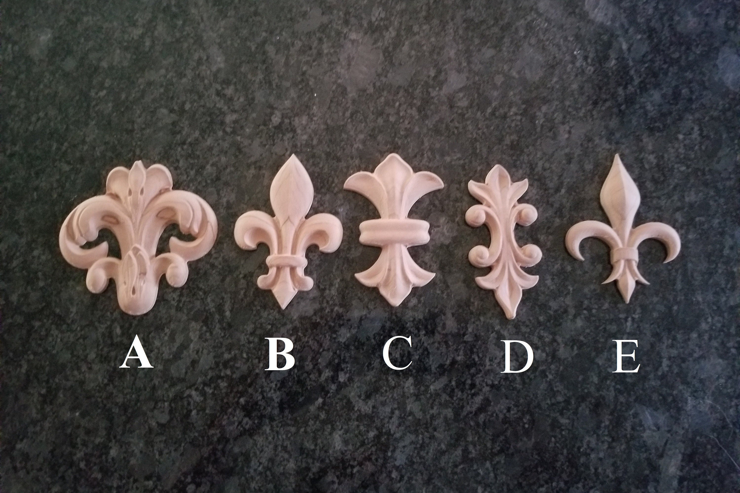 Fleur-de-lis Carved Rosette Onlay Decorative Onlay Applique Cabinet ...