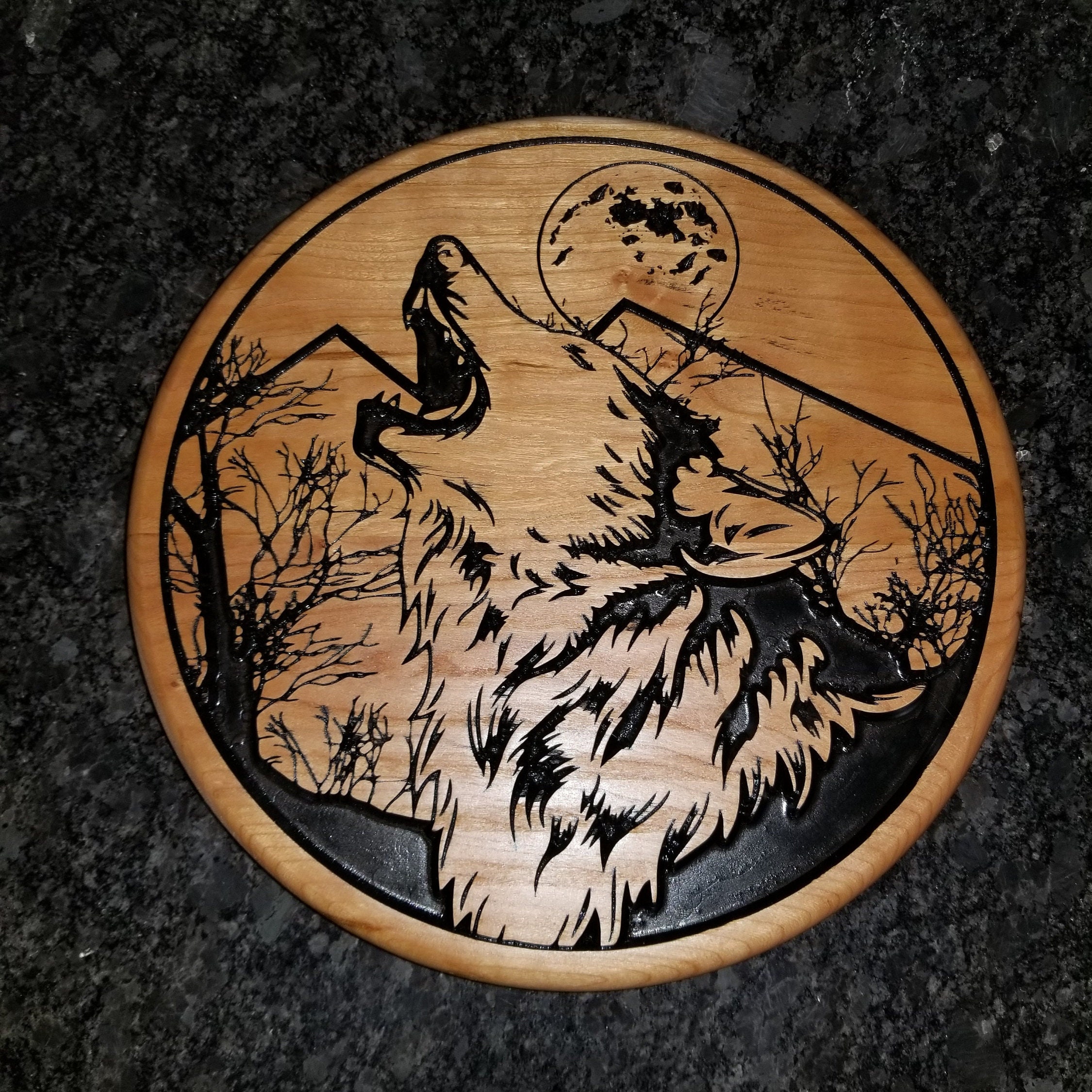 Wolf Wood Carved Decor Art Celtic Wood Carved Howling Wolf - Etsy