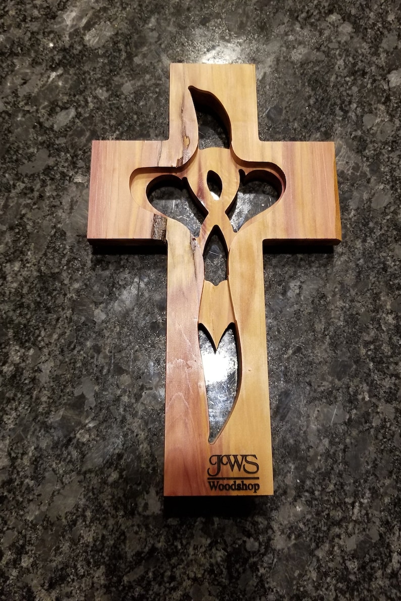 Wood Carved Intertwined Heart Cedar Cross - Etsy