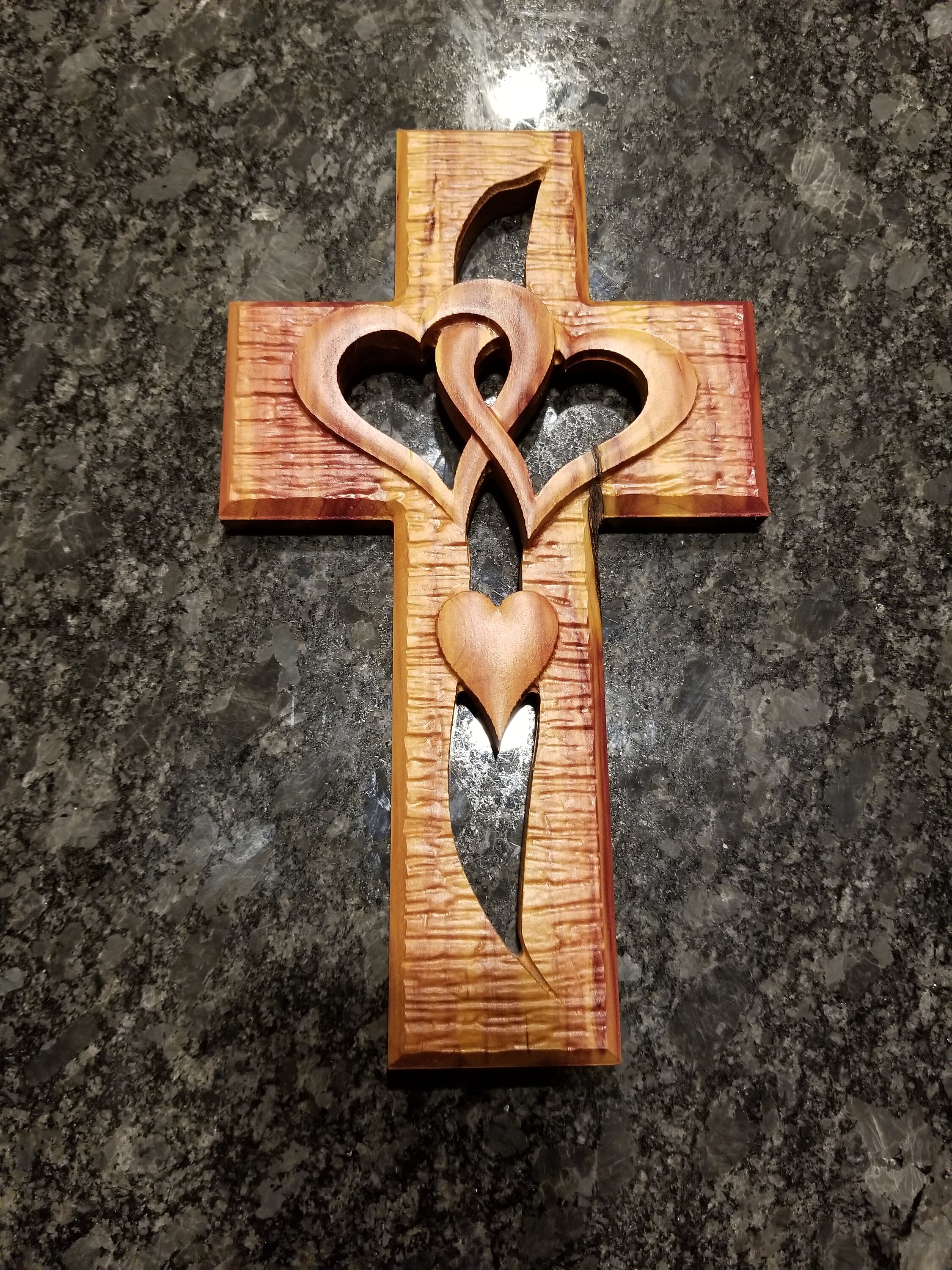 Wood Carved Intertwined Heart Cross - Etsy