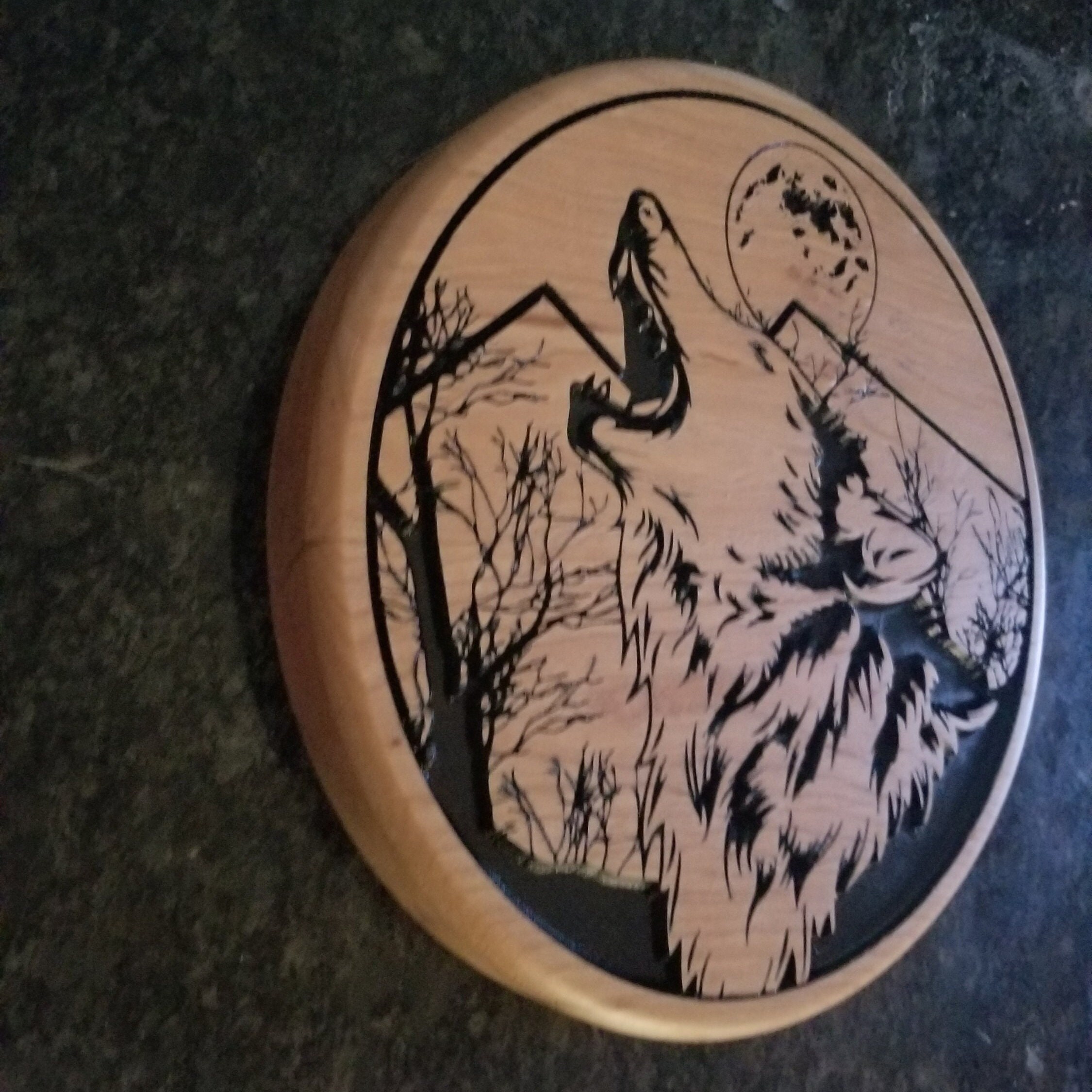 Wolf Wood Carved Decor Art Celtic Wood Carved Howling Wolf - Etsy