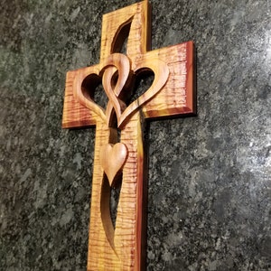 Wood Carved Intertwined Heart Cross - Etsy
