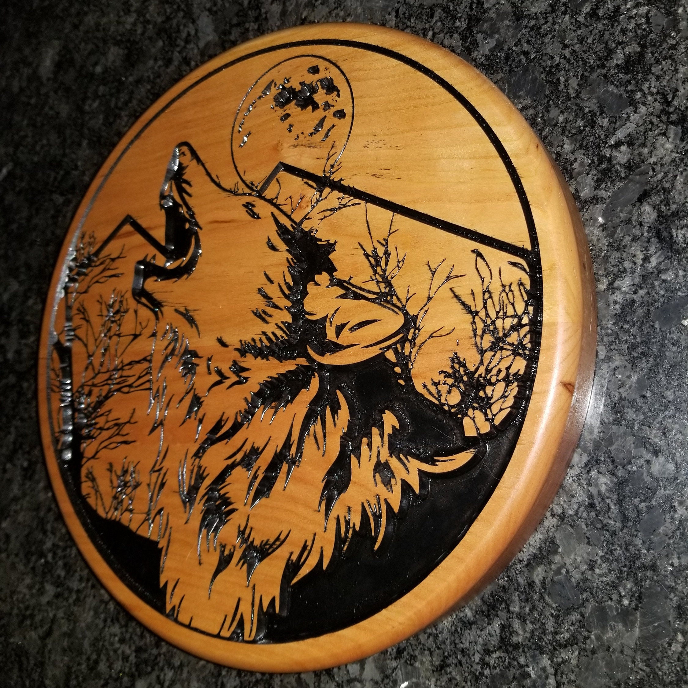 Wolf Wood Carved Decor Art Celtic Wood Carved Howling Wolf - Etsy