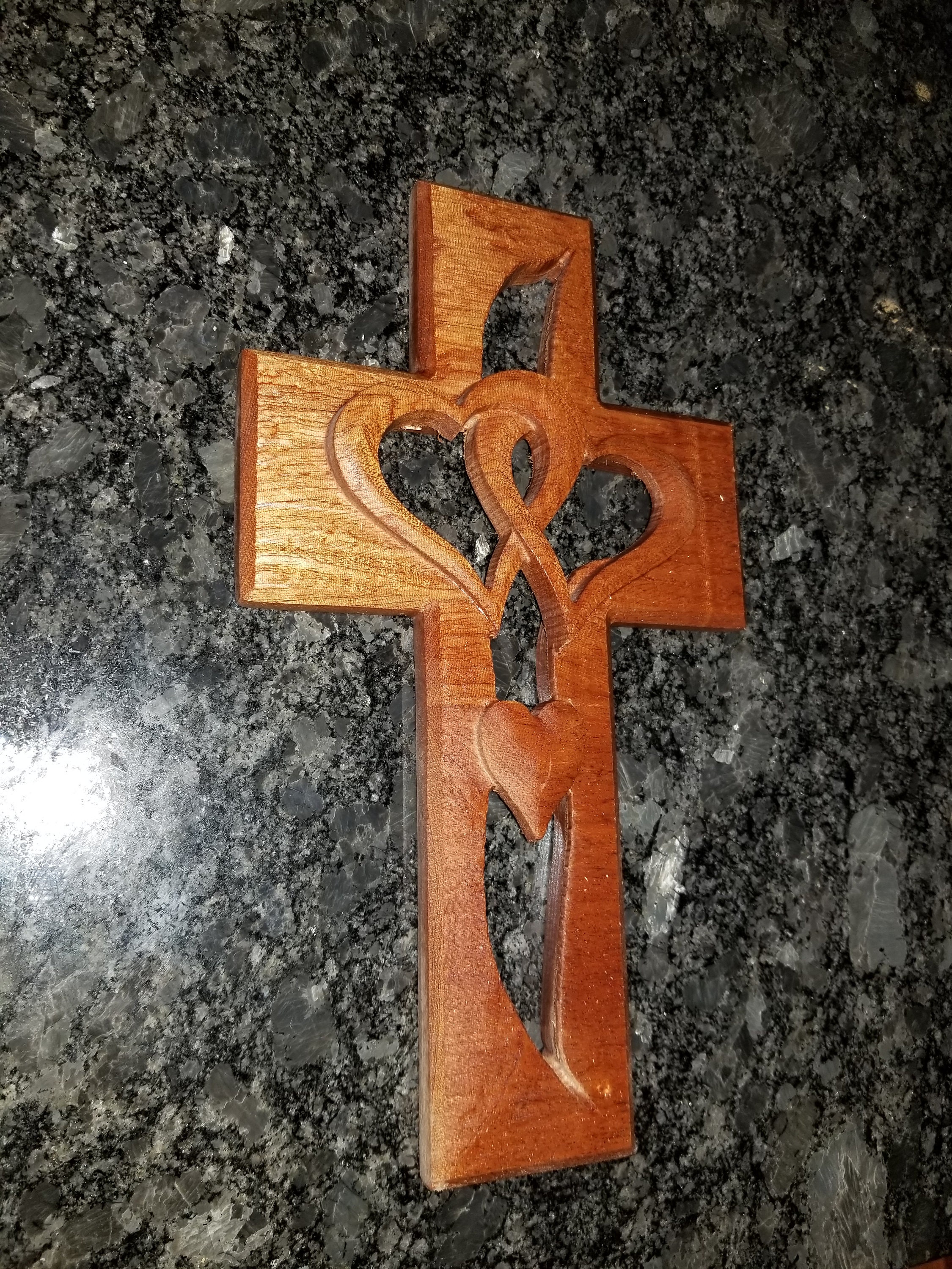 Wood Carved Intertwined Heart Cross - Etsy