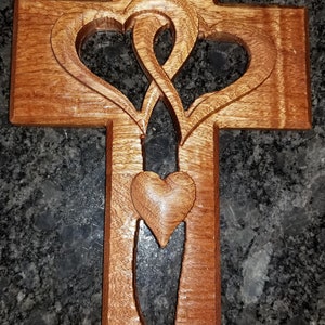 Wood Carved Intertwined Heart Cross - Etsy