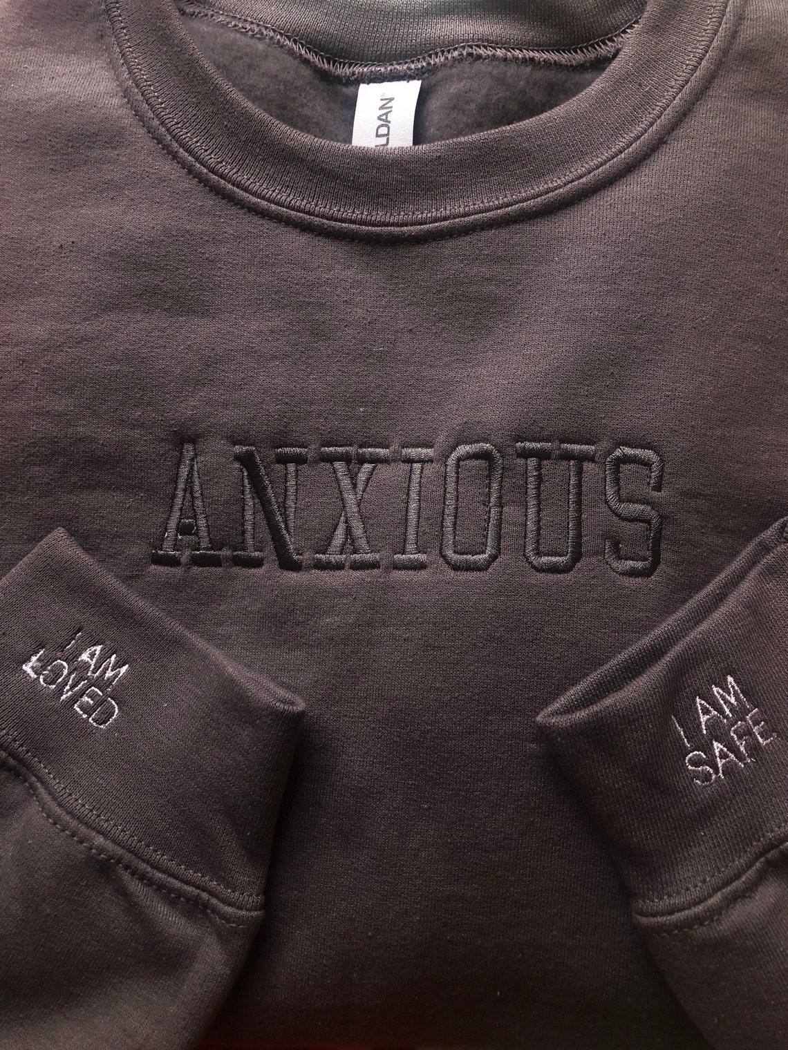 Anxious Embroidered Sweatshirt Anxiety Crewneck Mental - Etsy