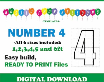 Number 4 All Sizes from 1ft to 5ft/mosaic Numbers From - Etsy
