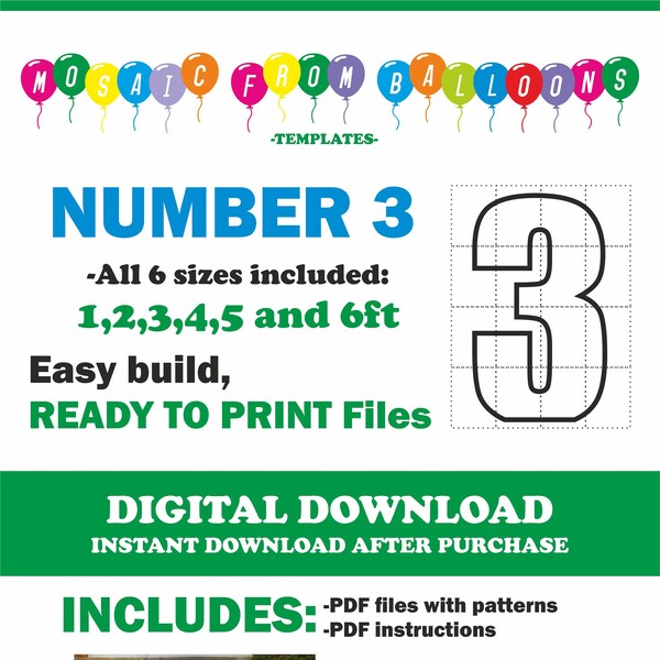 3 Ft Mosaic Number - Etsy
