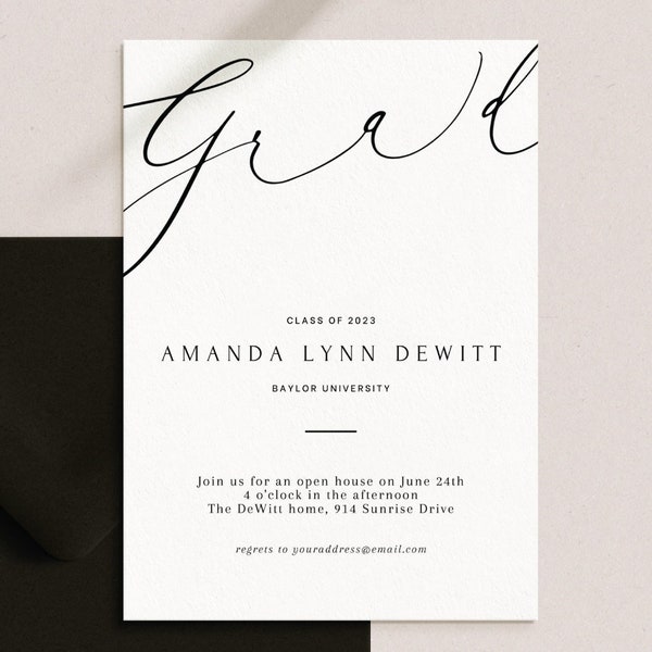 Modern Arched Graduation Announcement Card Template, Grad Announcement Class of 2024 Senior ...