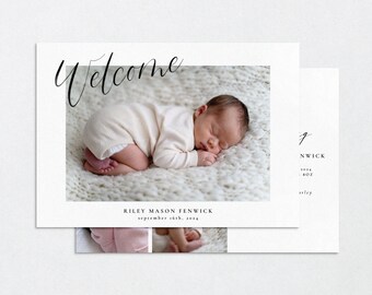 Newborn Baby Birth Template, Printable Photo Birth Card, Birth Stats ...