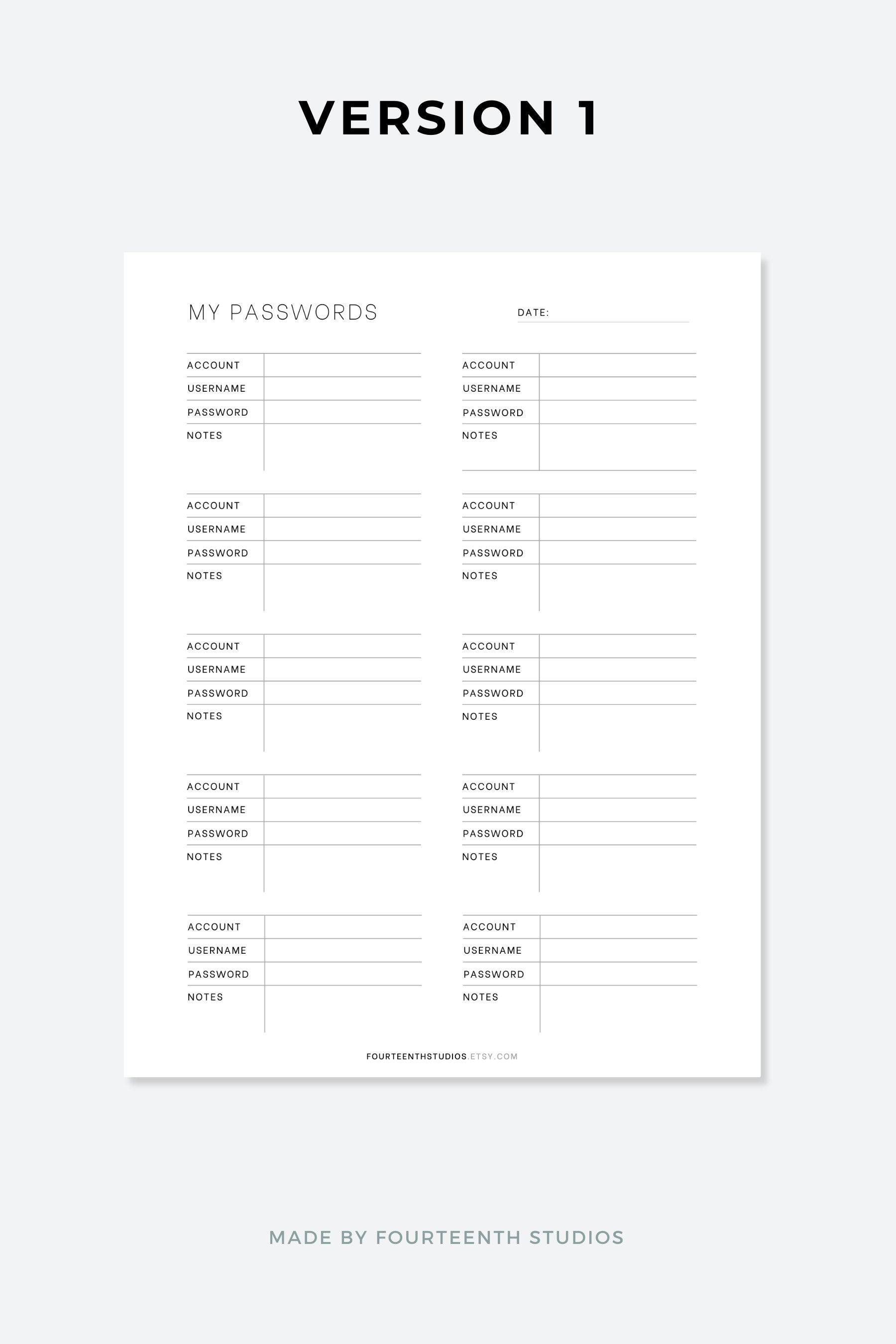 Password Tracker Printable, Password Keeper, Password Organizer ...