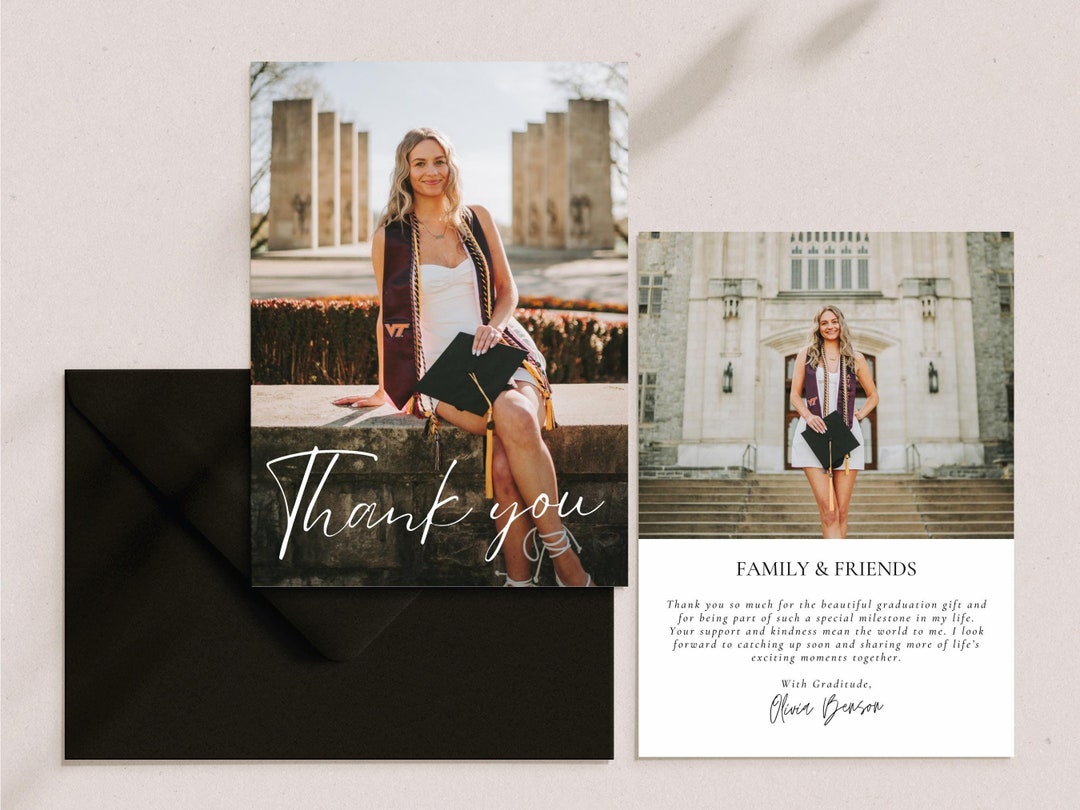 Graduation Thank You Card Template, Customizable Printable Grad Card ...