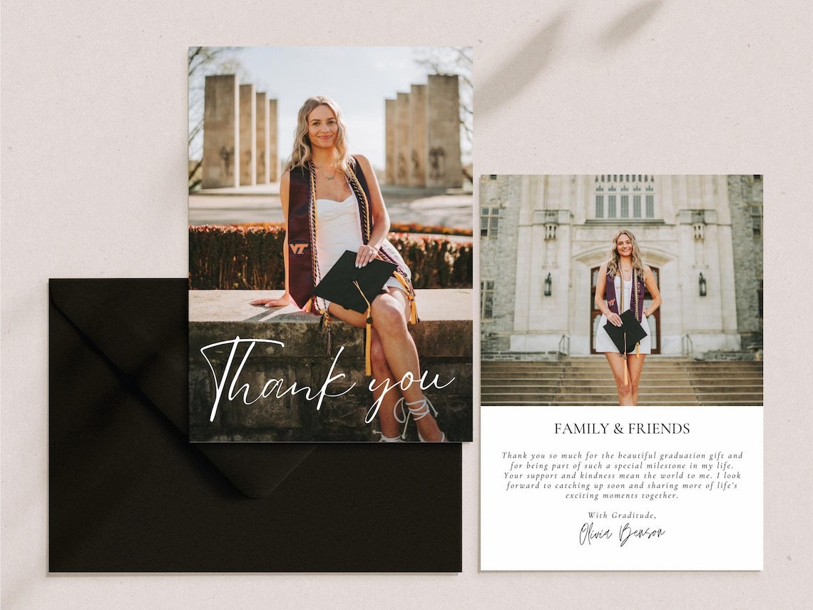 Graduation Thank You Card Template, Customizable Printable Grad Card ...