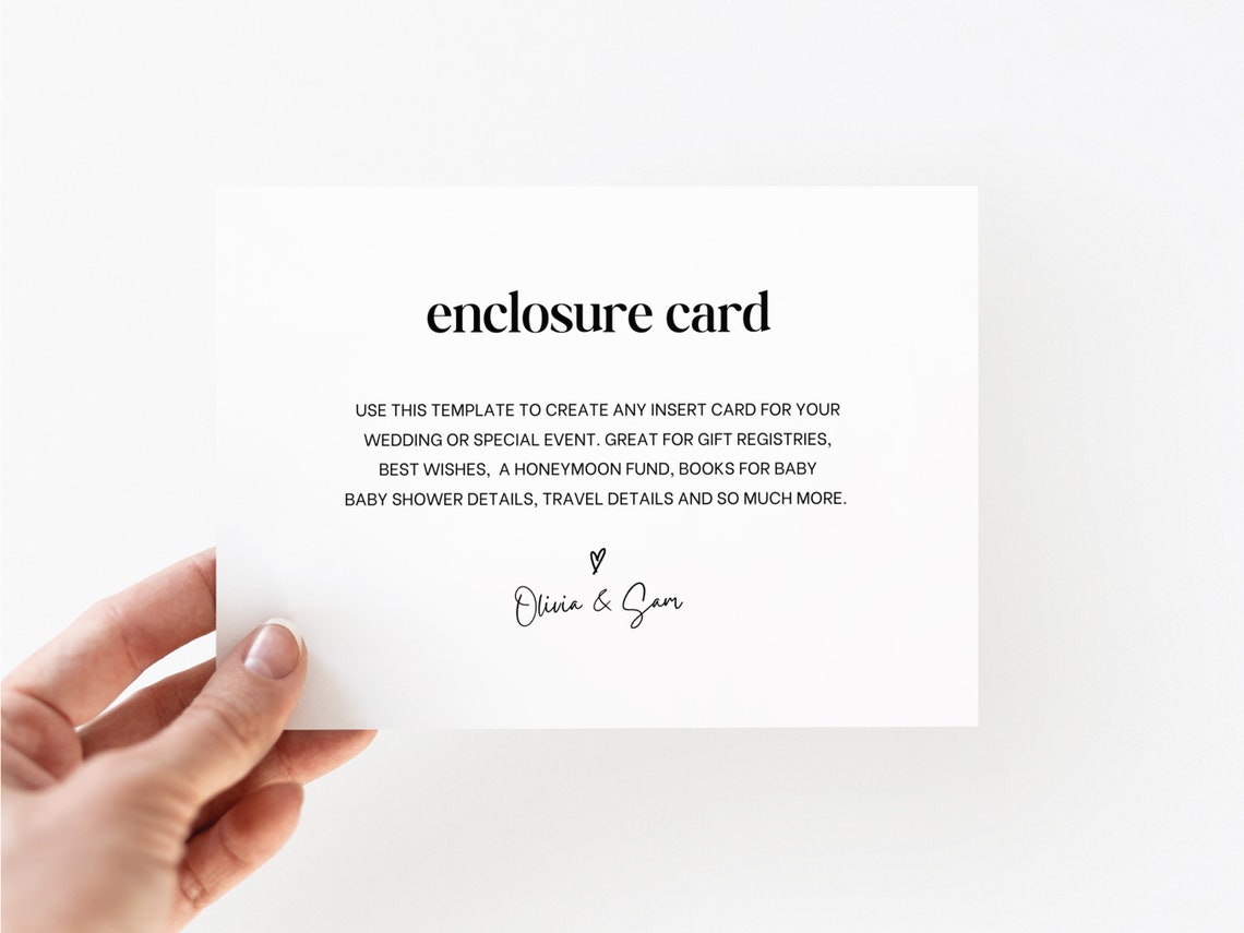 Modern Enclosure Card, Minimalist Wedding Invite Insert, Printable ...