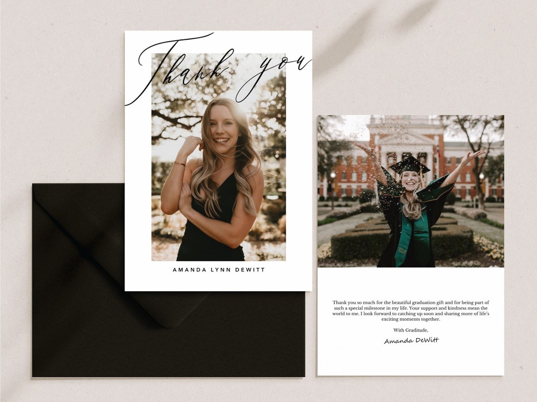 Printable Thank You Graduation Card Template, Graduation Thank You Card ...