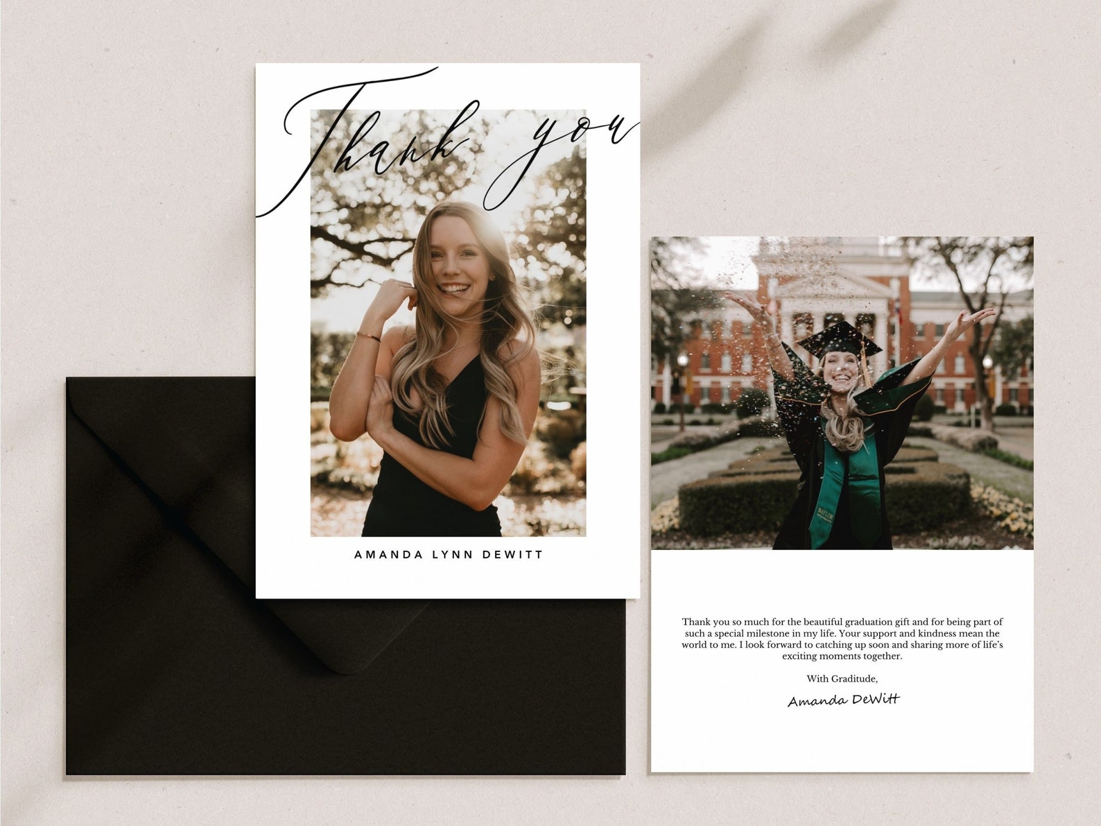 Printable Thank You Graduation Card Template, Graduation Thank You Card ...