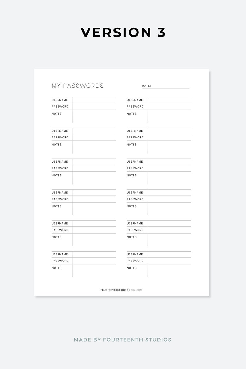 Password Tracker Printable, Password Keeper, Password Organizer ...