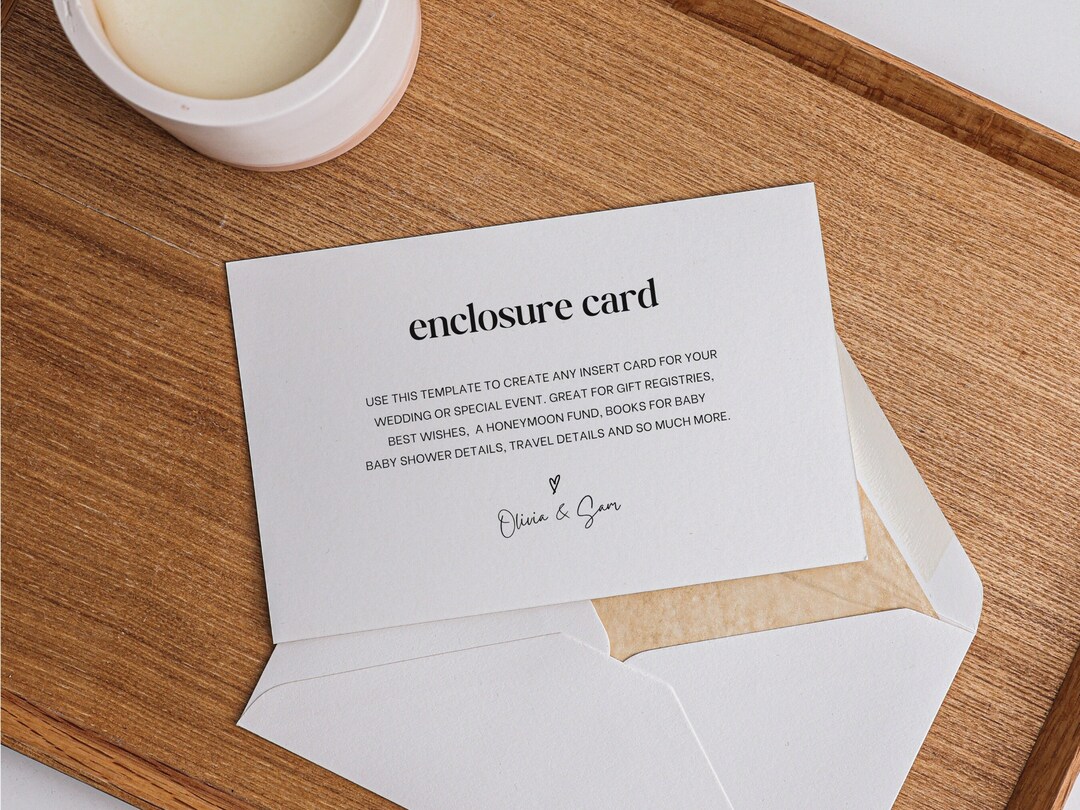 Modern Enclosure Card, Minimalist Wedding Invite Insert, Printable ...