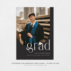 Modern Arched Graduation Announcement Card Template, Grad Announcement ...