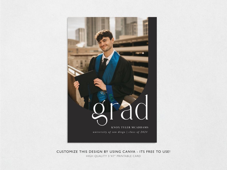 Modern Arched Graduation Announcement Card Template, Grad Announcement Class of 2025 Senior ...