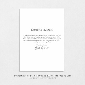 Graduation Thank You Card Template, Customizable Printable Grad Card ...