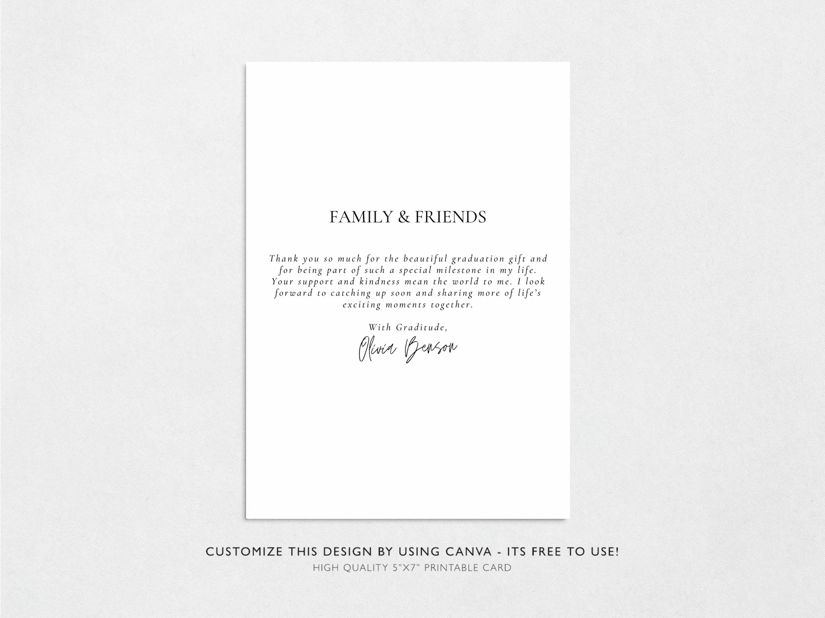 Graduation Thank You Card Template, Customizable Printable Grad Card ...