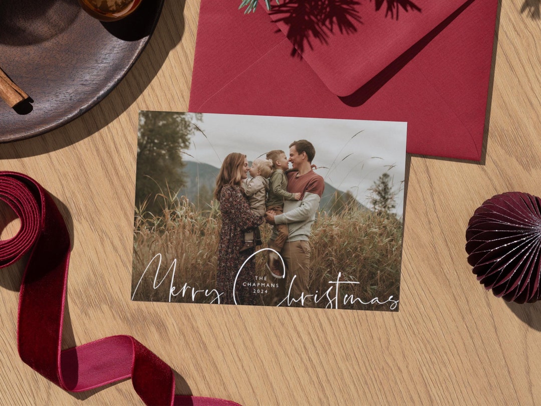 Printable Christmas Card Template, Minimalist Holiday Card, Canva ...