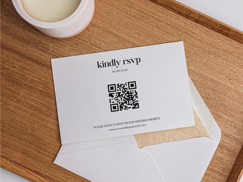 QR Code Response Card, Minimalist Wedding Reply Card, RSVP Online ...