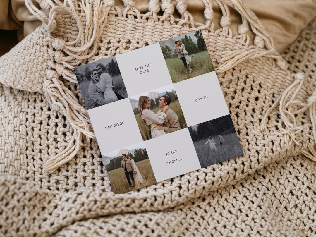 Square Save the Date Canva Template Customizable Wedding Announcement ...