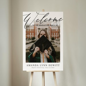 Graduation Party Easel Sign, DIY Printable Grad Decor, Canva Template ...