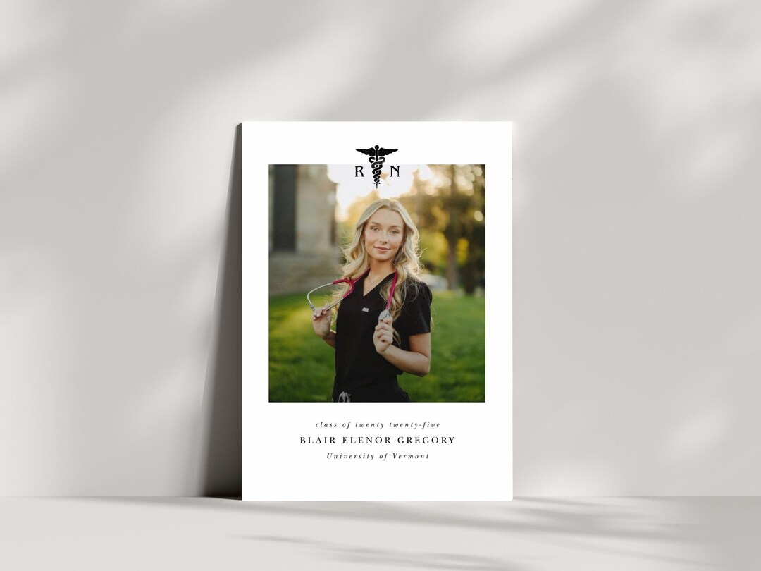 Nurse Graduation Ceremony Invitation Template, Modern RN Graduate Photo ...