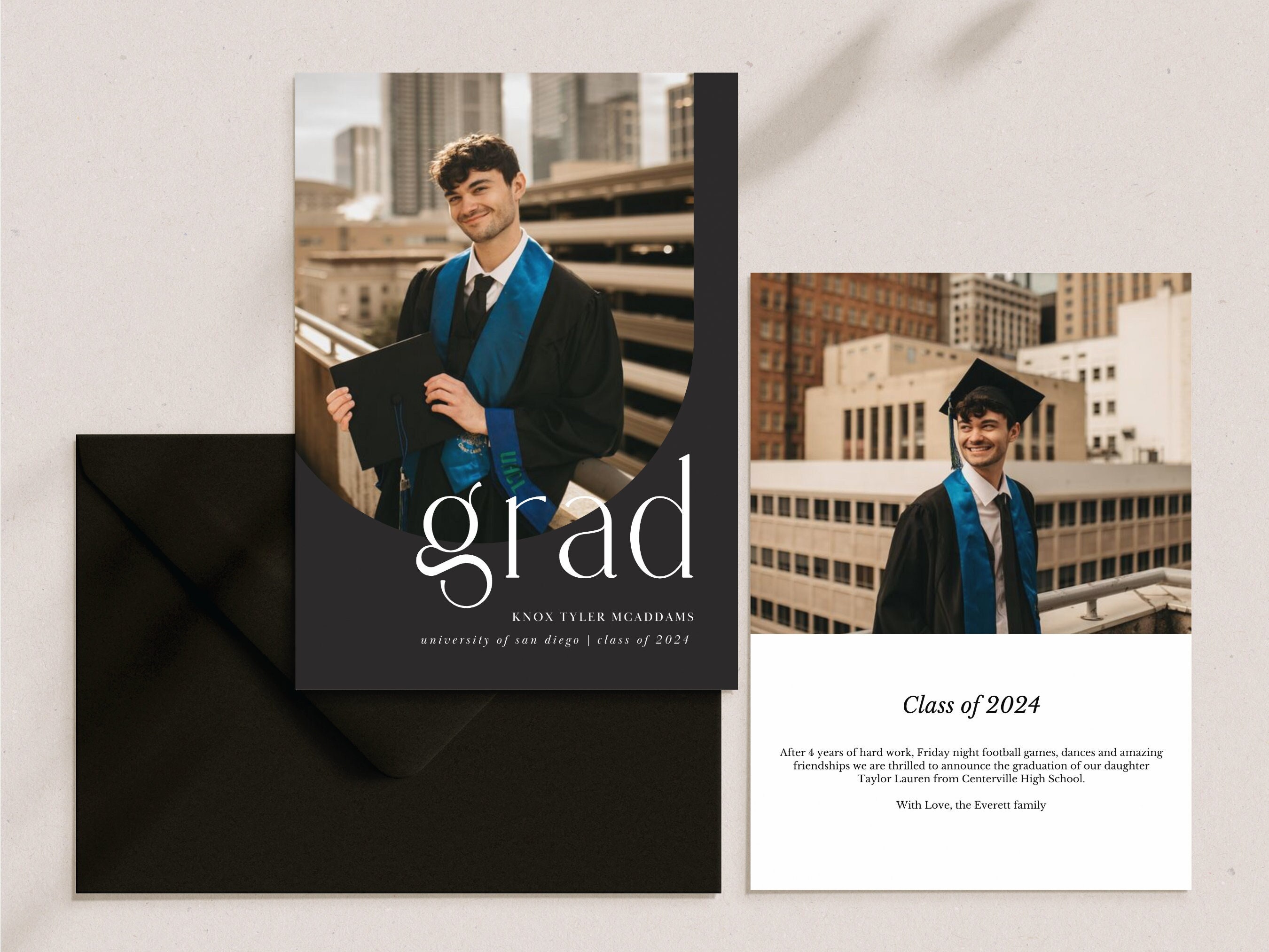Modern Arched Graduation Announcement Card Template, Grad Announcement ...