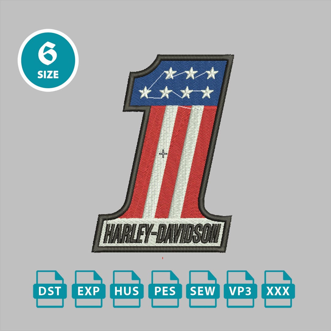 Biker Number 1 Embroidery Design – Patriotic Motorcycle Patch – Harley ...