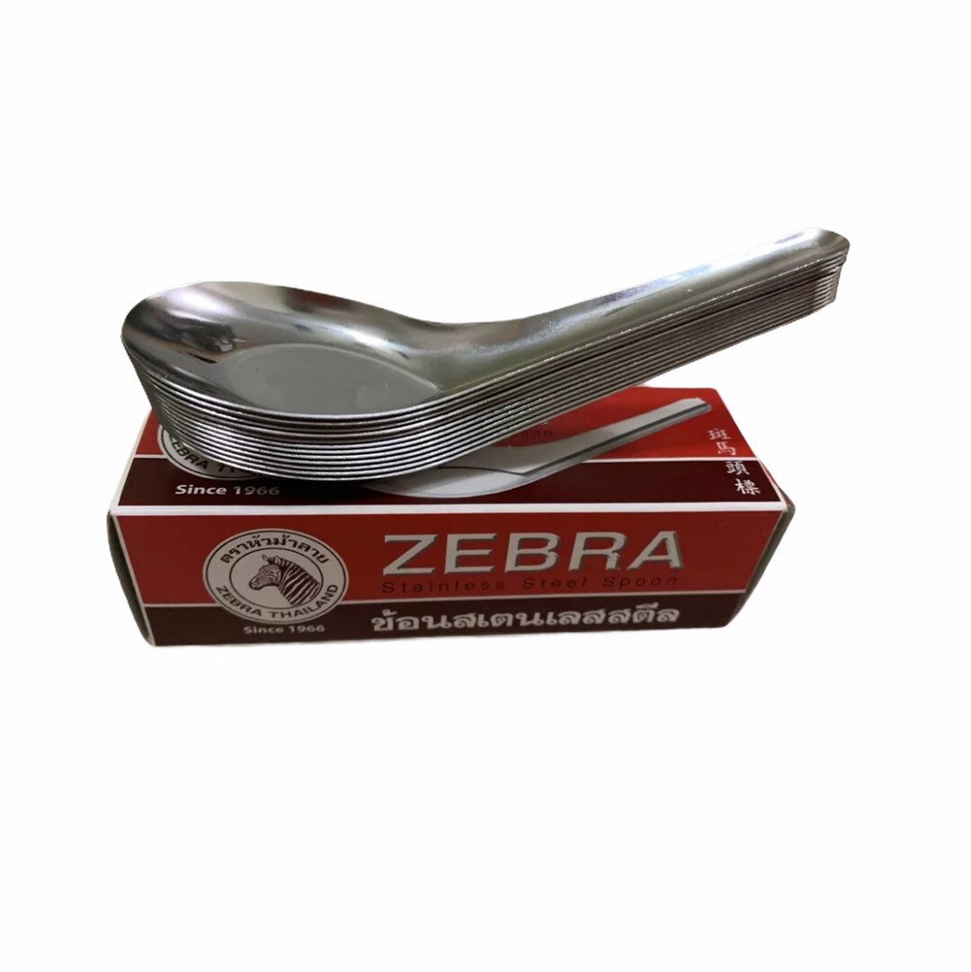 12 Pcs Zebra Thai Stainless Steel Spoon for Rice , Soup free Shipping ...