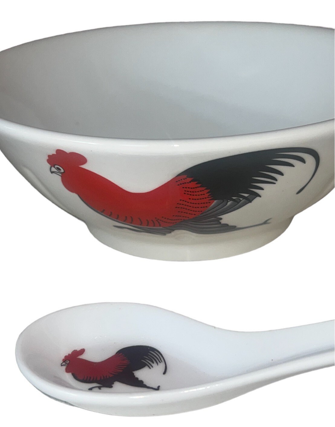 Chinese Retro Rooster Bowl Ramen Bowls With Matching Rooster Spoons Set ...