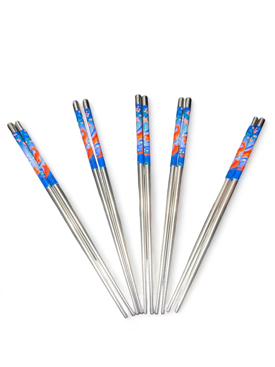 Stainless Steel Koi Fish Chopsticks 5 Pairs - Etsy