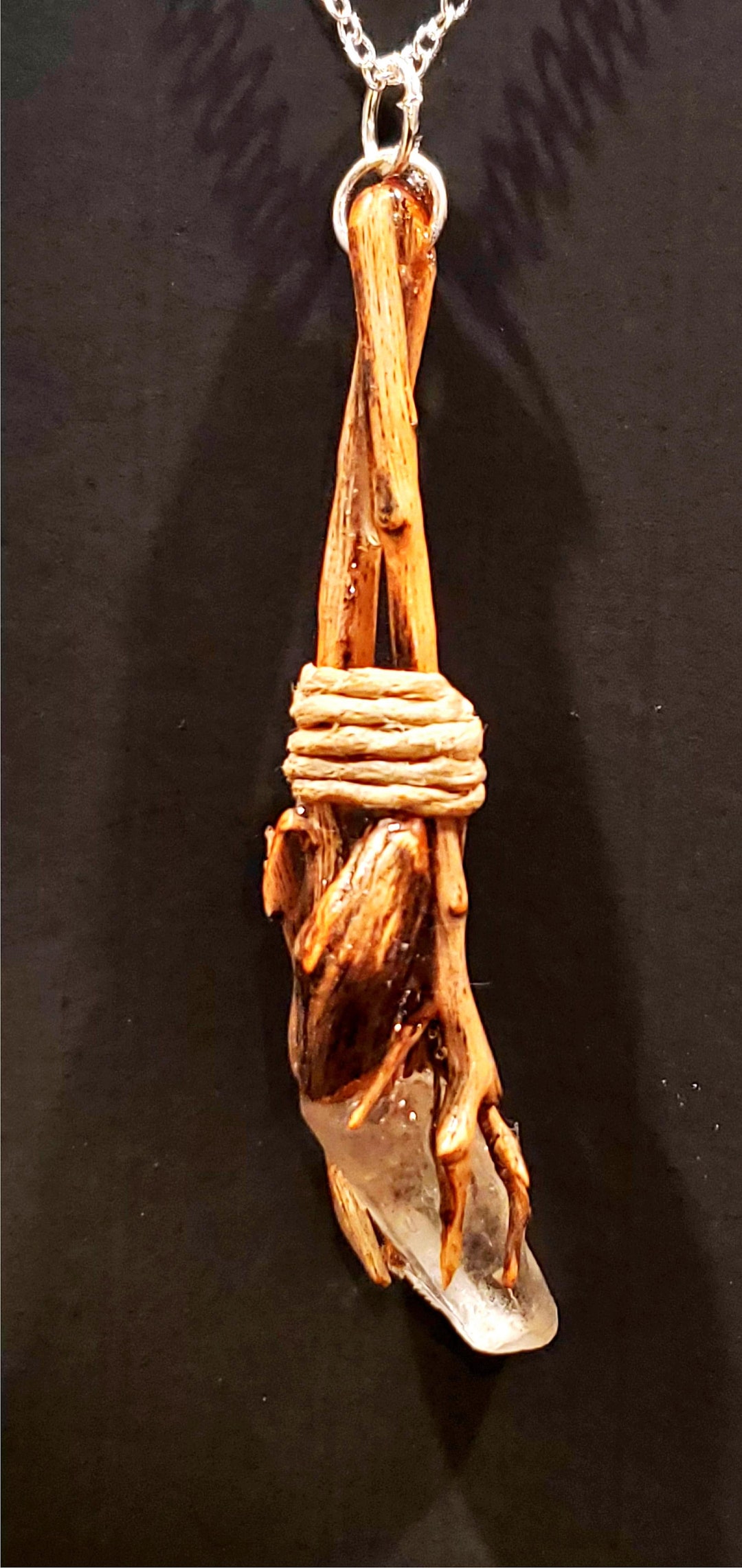 Quartz Crystal Mounted on Fire Salvaged Live Oak With 18" Sterling ...