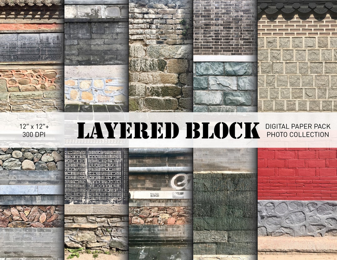Digital LAYERED BLOCK Paper Pack | Printable Papers | Photography ...