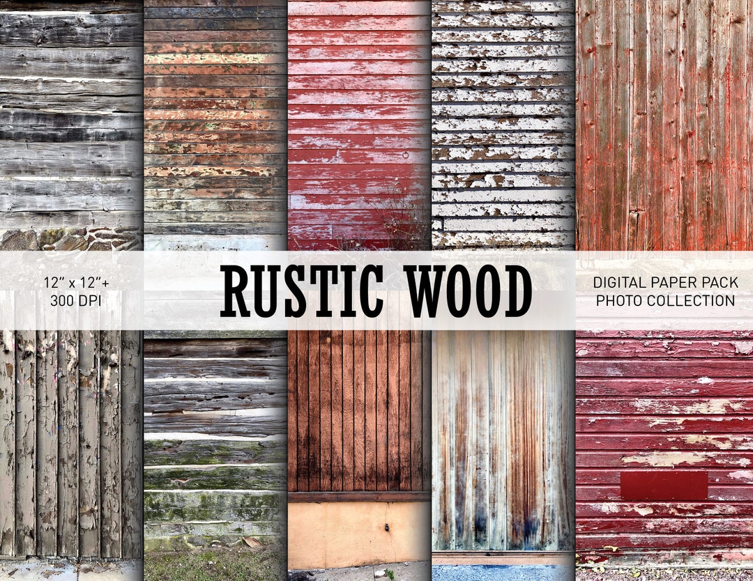 Digital RUSTIC WOOD Paper Pack | Printable Papers | Photography ...
