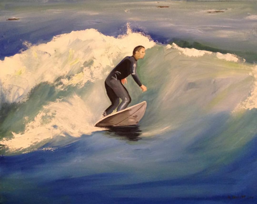 Surfing, Capitola Beach, Original Painting by Amy Tackett - Etsy